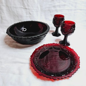 Ruby Red Glass Dinnerware, Vintage Avon Cape Cod Ruby Red Dinnerware - Etsy