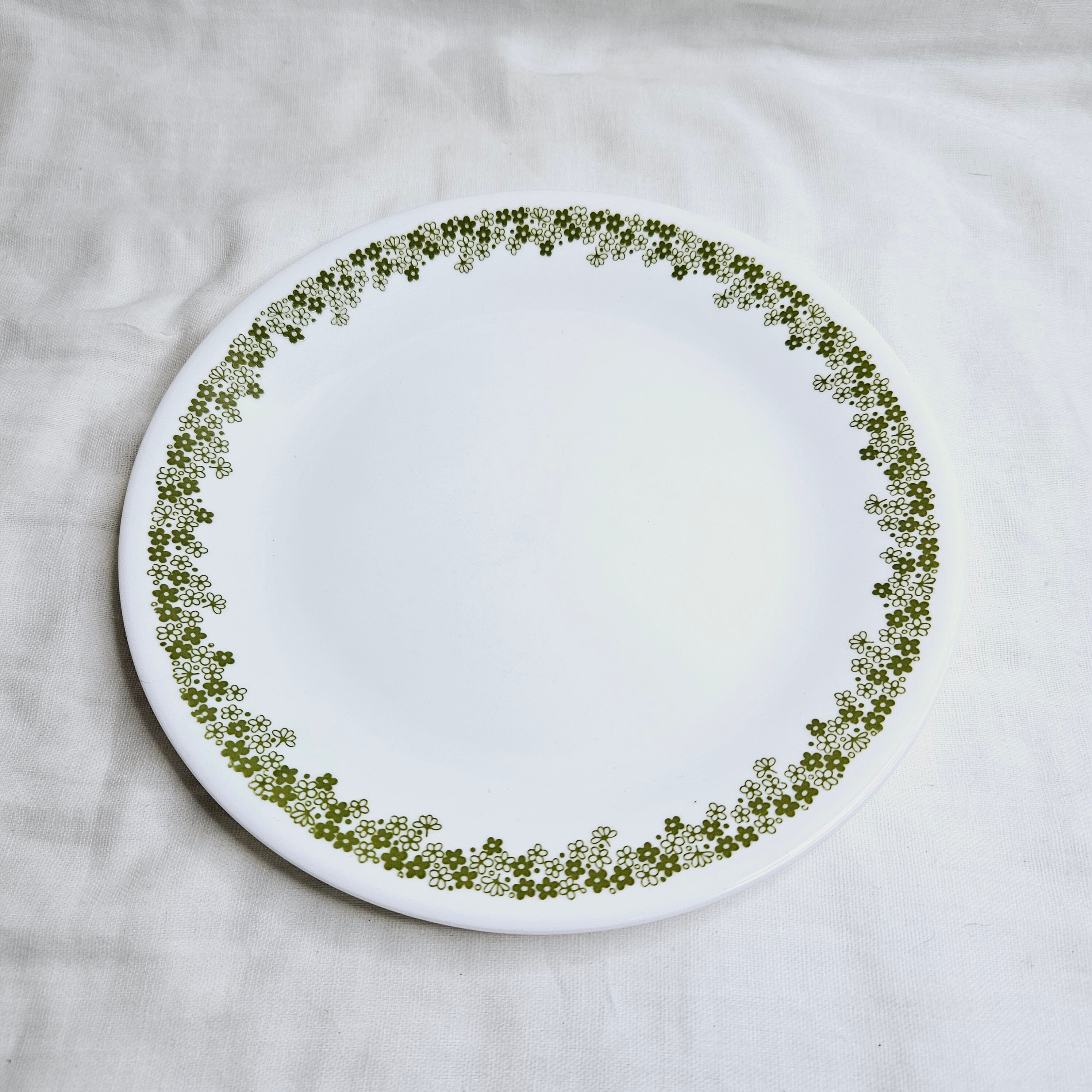 Vintage White Glass Dinnerware With Green Flowers, Corelle Livingware ...
