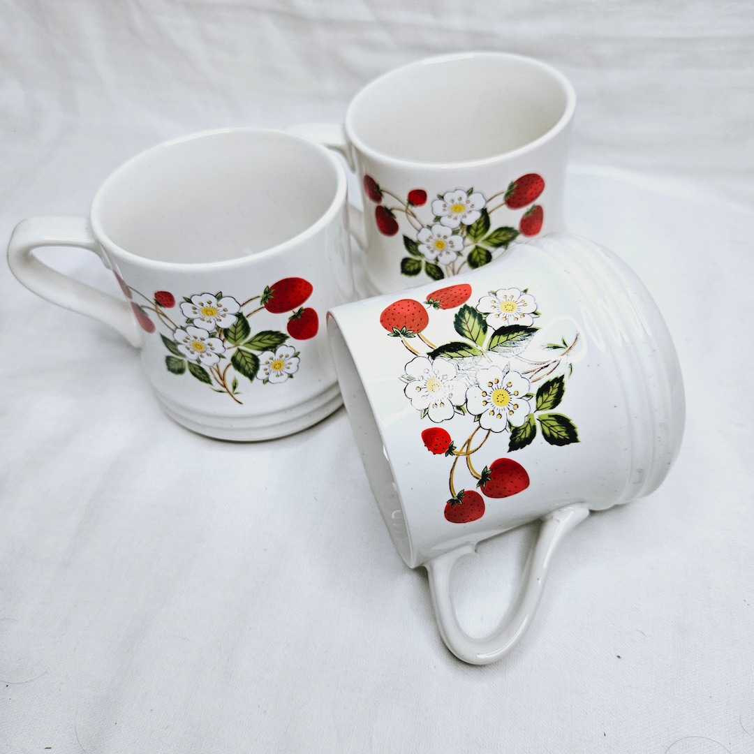 Vintage Strawberry Stoneware Mugs, Sheffield Strawberries 'N Cream ...