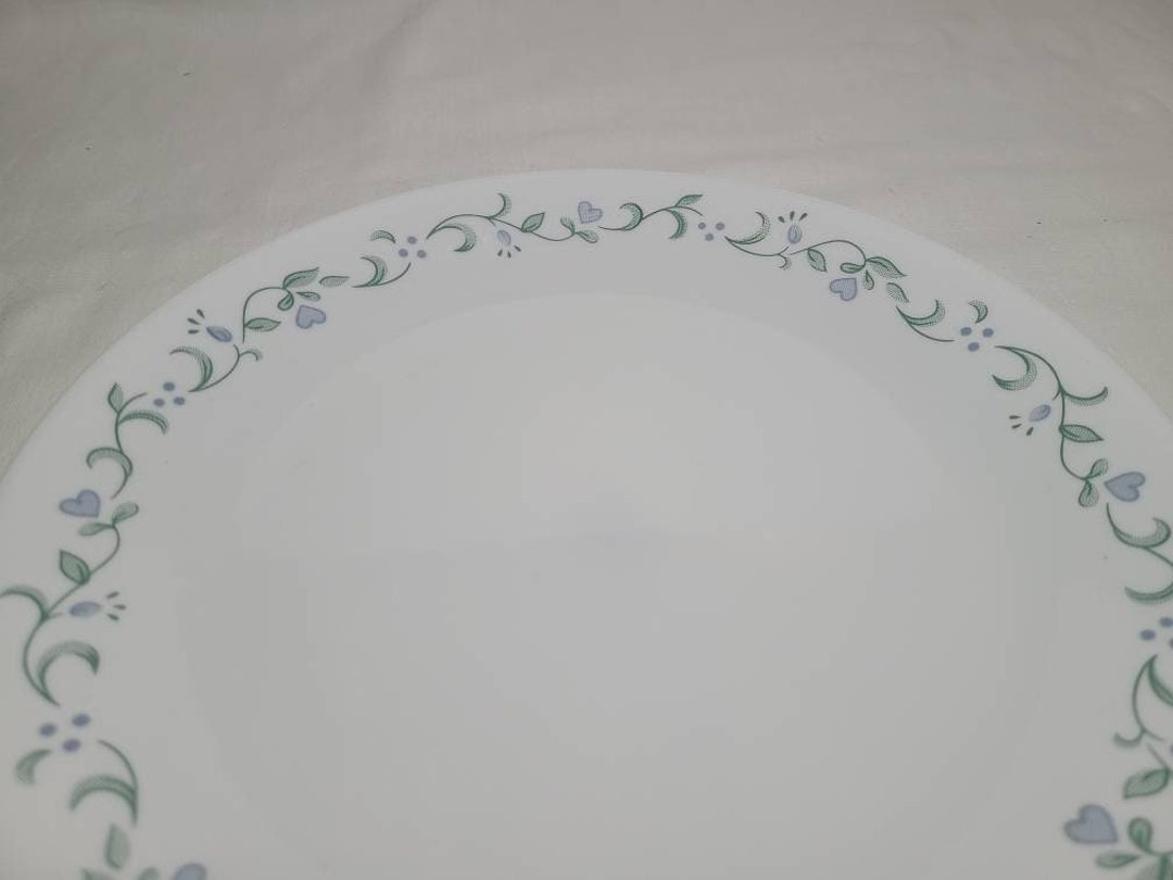 White Glass Dinnerware With Blue Heart Pattern, Corelle Livingware ...