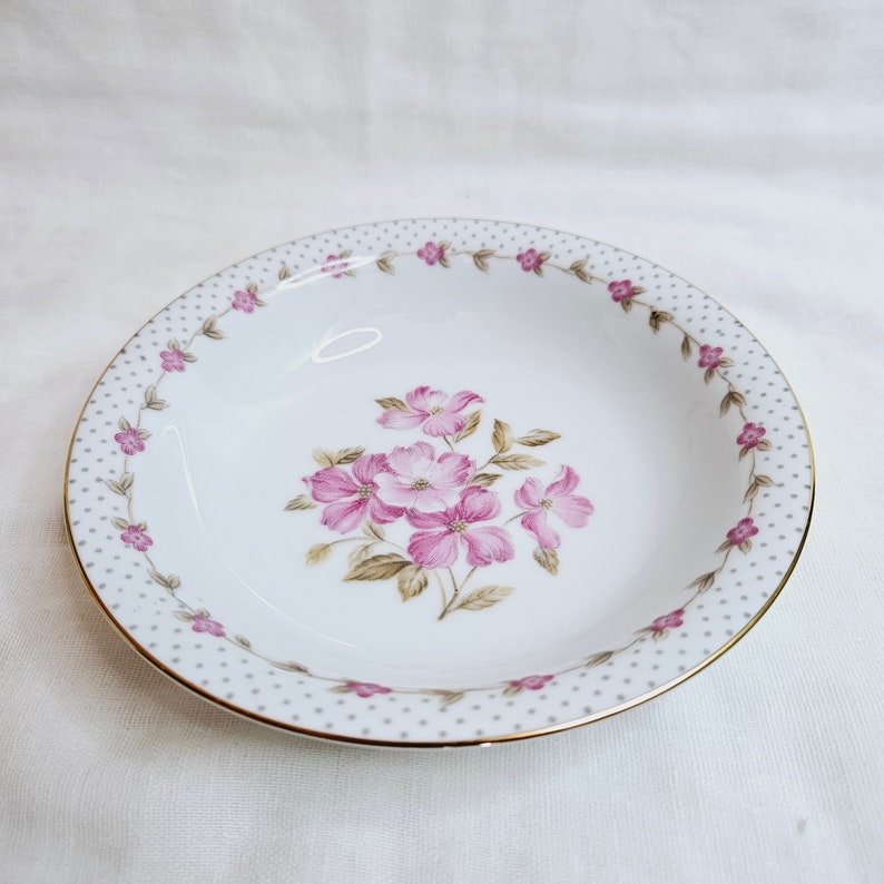 Mid Century Pink Flower China With Gold Trim Dinnerware Pieces, Vintage ...