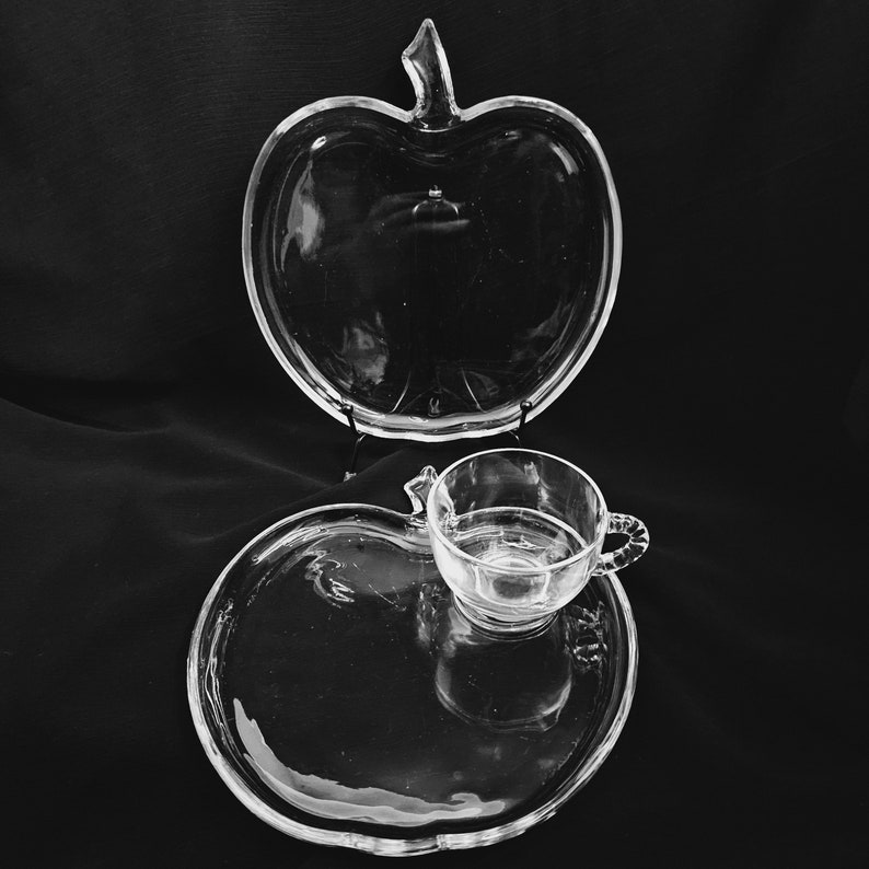 Hazel Atlas Clear Glass Apple Plates: Mid-century Snack or Luncheon ...