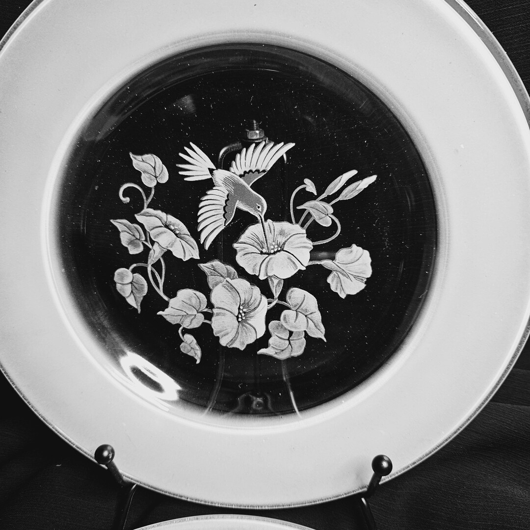 Etched Lead Crystal Hummingbird Plates, Vintage Avon 24% Lead Crystal ...