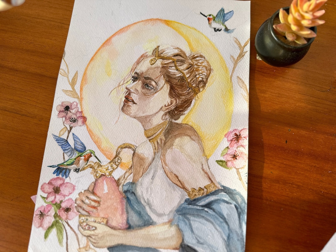 Watercolor Portrait Art Goddess Hebe - Etsy