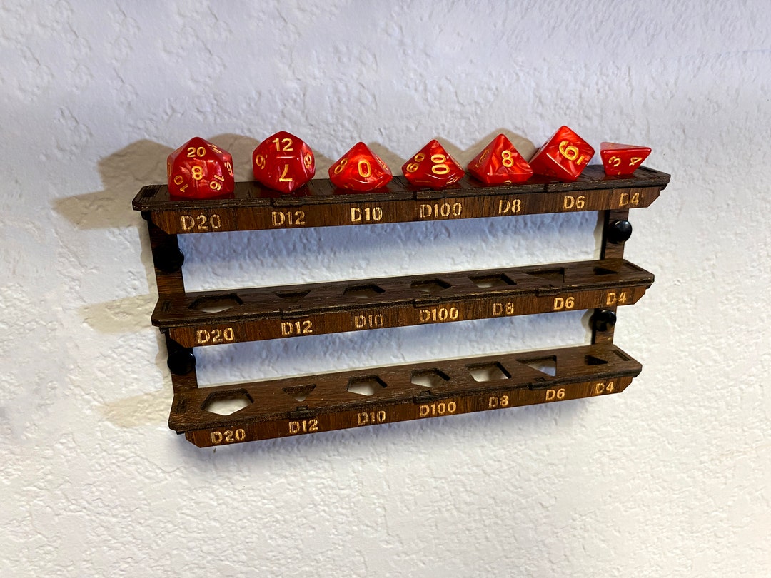 Wooden Wall Mounted Labeled Dice Holder and Display for Standard TTRPG ...