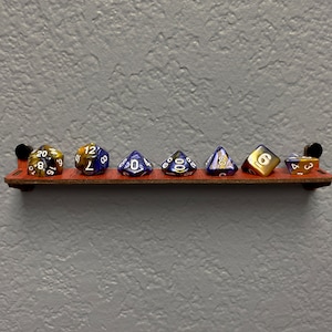 Wooden Wall Mounted Dice Holder and Display for Standard TTRPG Dice Set ...