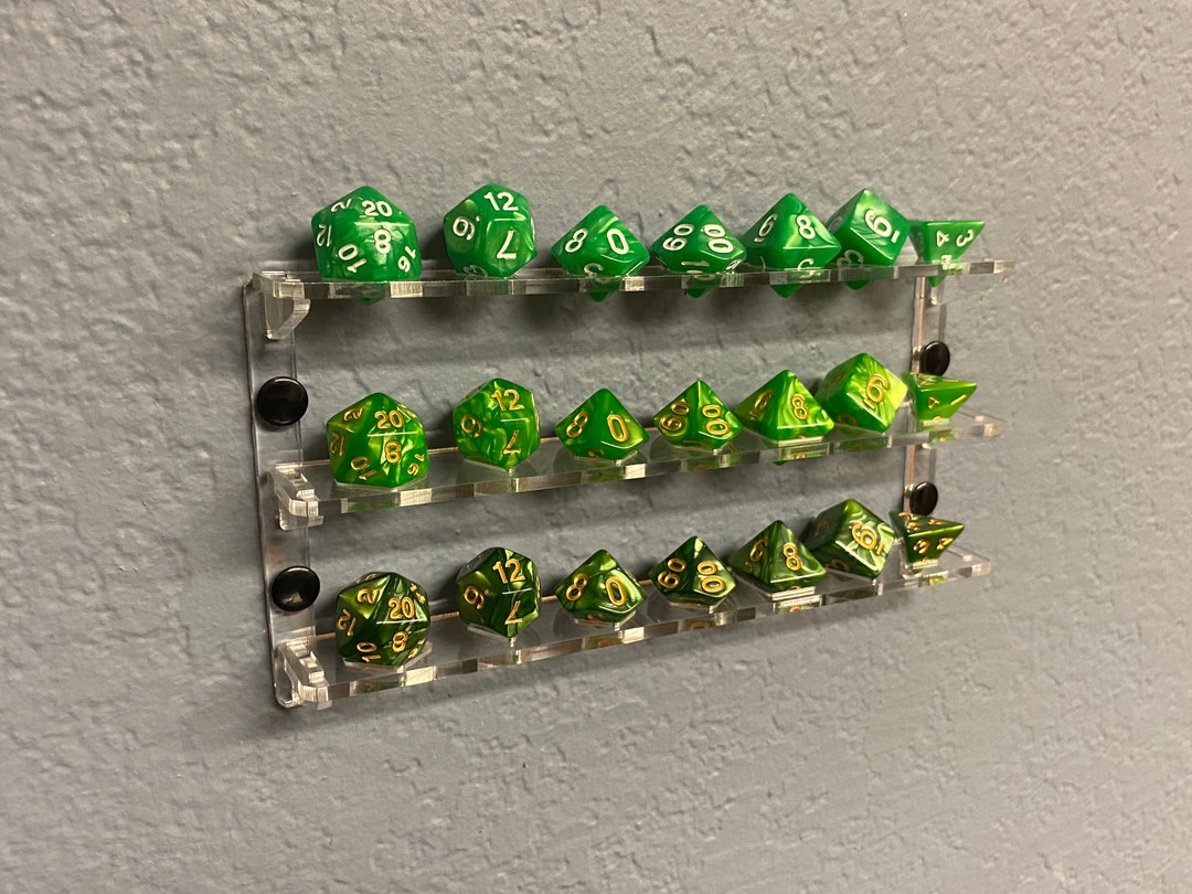 Acrylic Wall-mounted Dice Holder and Display for Standard TTRPG Dice ...