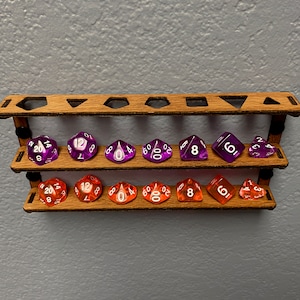 Wooden Wall Mounted Dice Holder and Display for Standard TTRPG Dice Set ...
