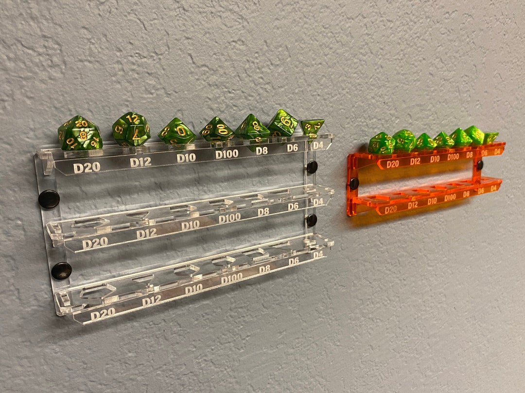 Acrylic Wall-mounted Dice Holder and Display for Standard TTRPG Dice ...