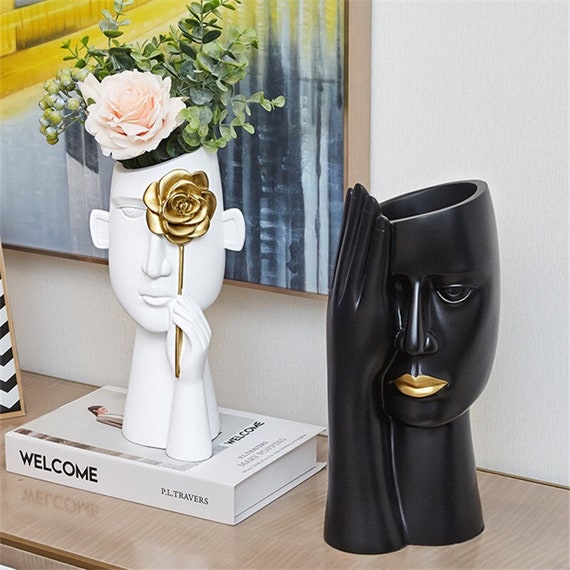 Line Face Vase Abstract Face Vase Pampass Grass Vase Nordic Human Face ...