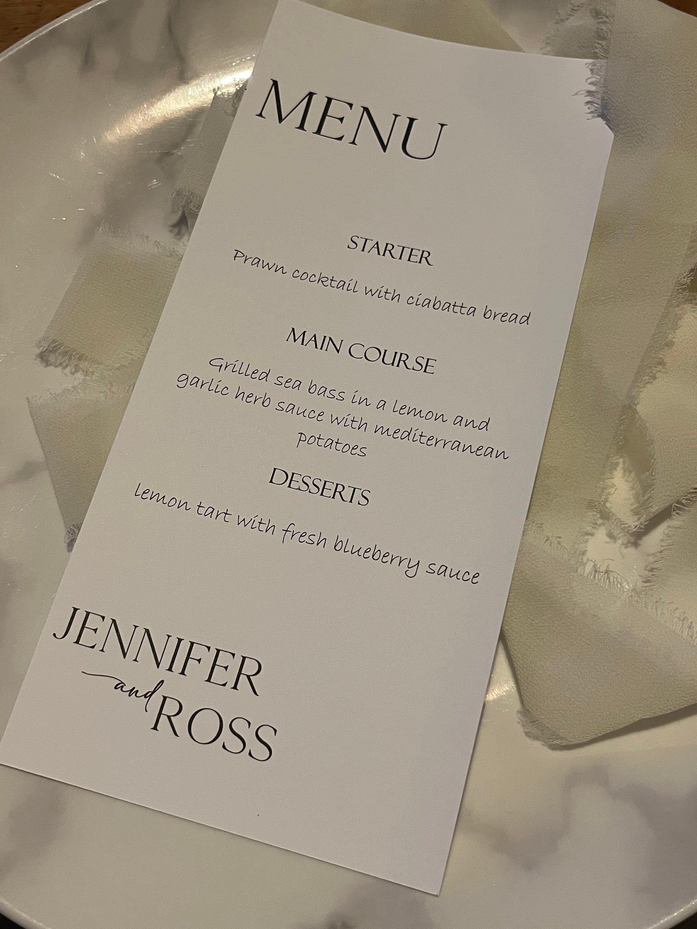 Modern Menu Card Table Settings Menu Card Wedding - Etsy