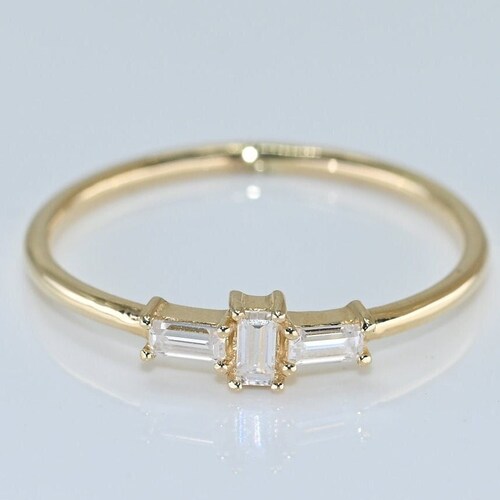 Dorica Beaded 14k Solid Gold Ring Stackable Dainty Delicate - Etsy