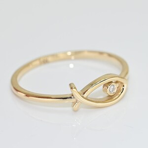 14k Solid Gold Fish Ring, Real Gold Fish Ichthys Ring, Christian Fish ...
