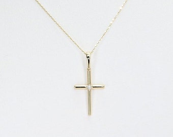 14k Gold Solid Cross Pendant - Etsy