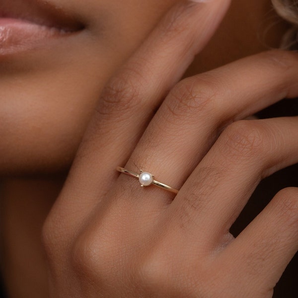14k Pearl Ring - Etsy