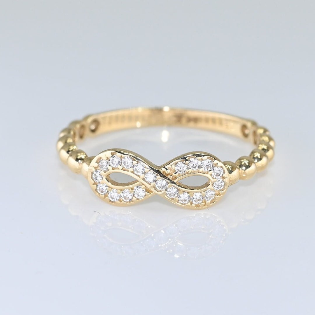 14k Solid Gold Infinity Ring. Real Gold Dainty Eternity Band, Handmade ...