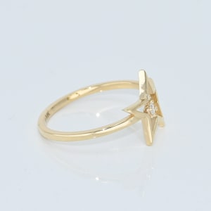 14k Solid Gold Star Ring, Real Gold Celestial Ring, Handmade Premium ...