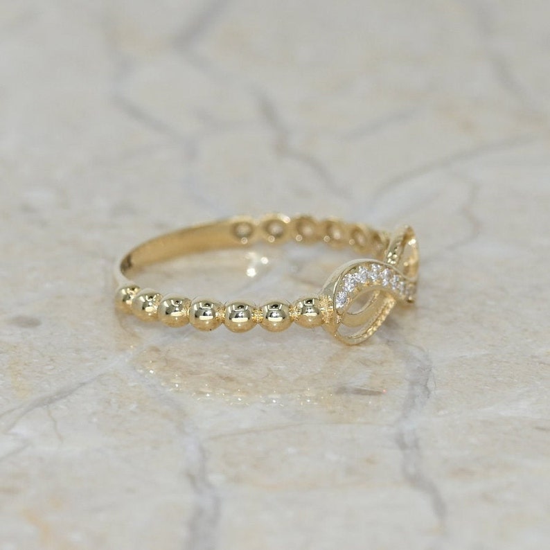 14k Solid Gold Infinity Ring, Real Gold Eternity Band, Handmade Premium ...