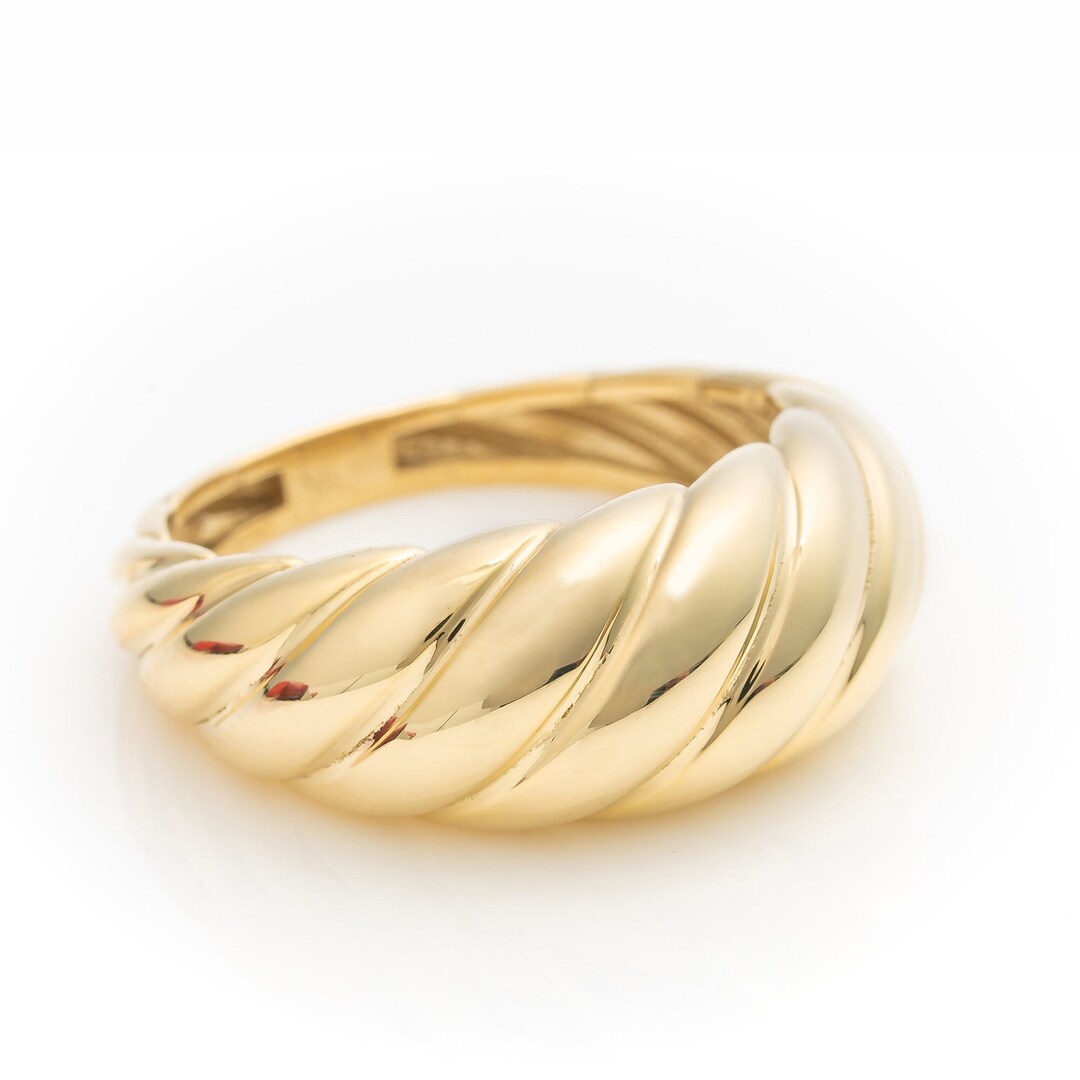 14k Solid Gold Iconic Croissant Ring, Real Gold 9 Mm Wide Premium Dome ...