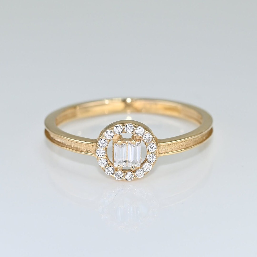 14k Solid Gold Dainty Round Ring / Real Gold Dainty Circular Ring ...