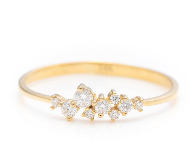 Womens Vintage Estate 10K Yellow Gold Diamond Cluster Ring 4.5g E6022 ...