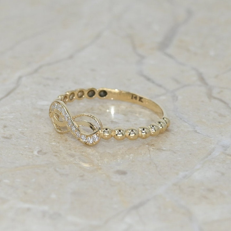 14k Solid Gold Infinity Ring, Real Gold Eternity Band, Handmade Premium ...