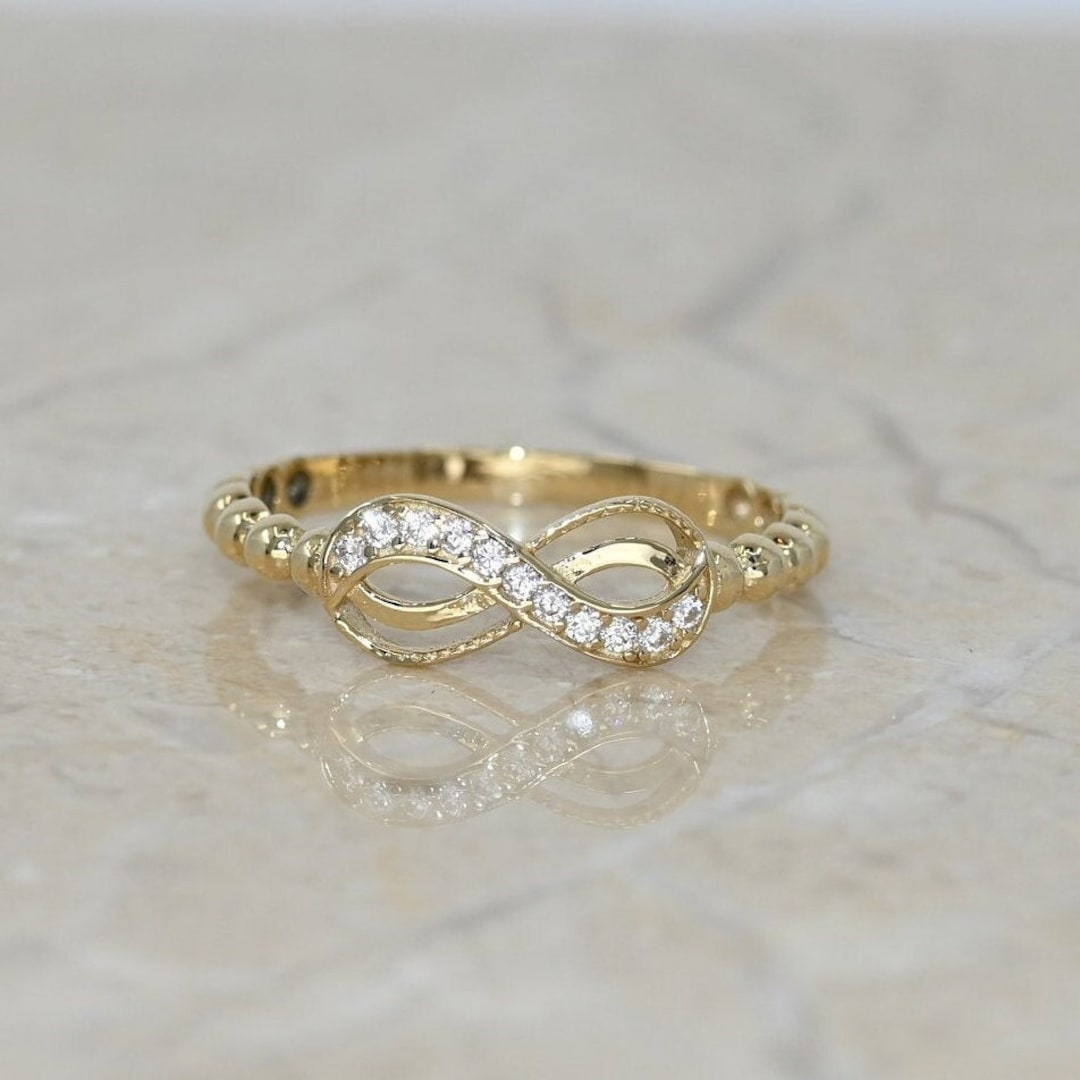 Solid Gold Infinity Ring, 14k Real Gold Eternity Ring, Infinite Love ...