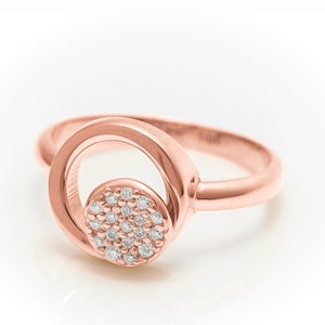 14k Solid Gold Round Ring, Real Gold Unique Design Circle Ring ...