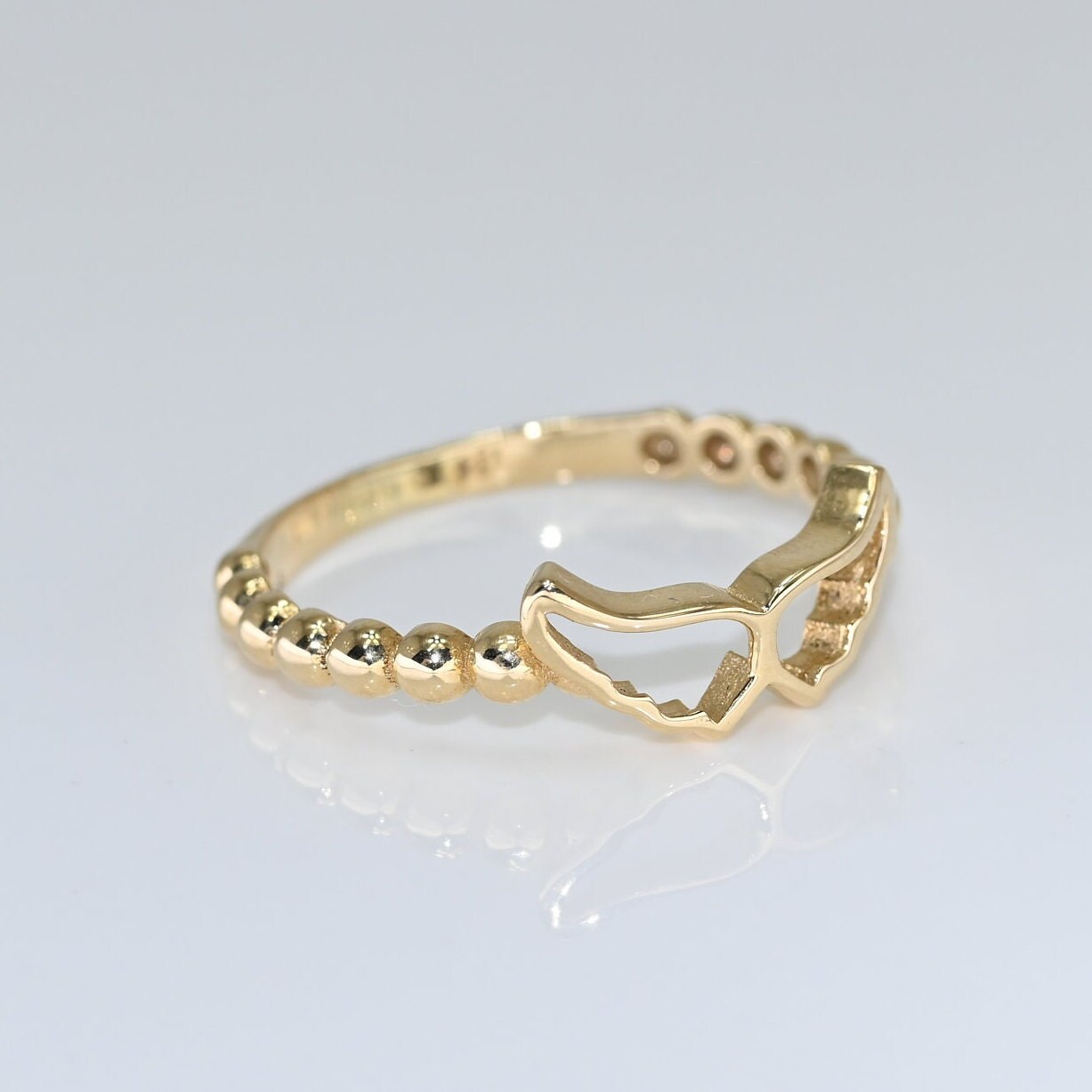 14k Solid Gold Angel Wings Ring, Real Gold Guardian Angel Ring ...