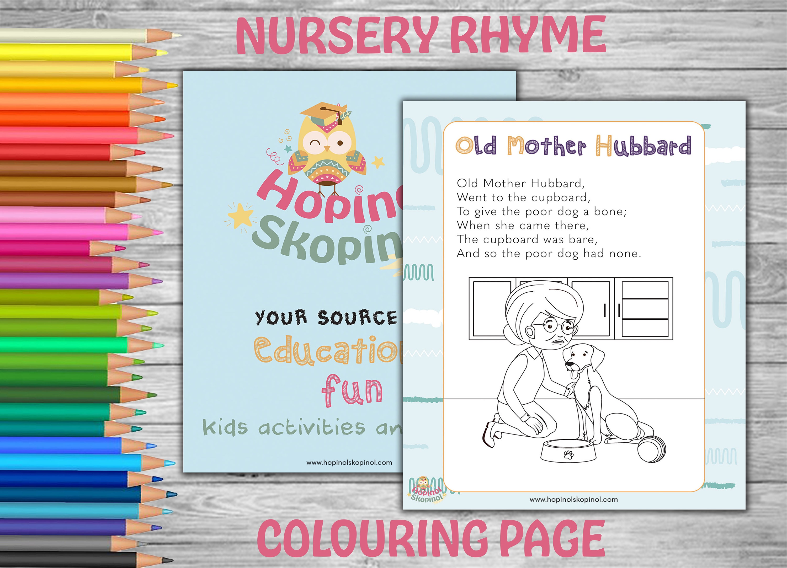 Old Mother Hubbard Nursery Rhyme Coloring Pages