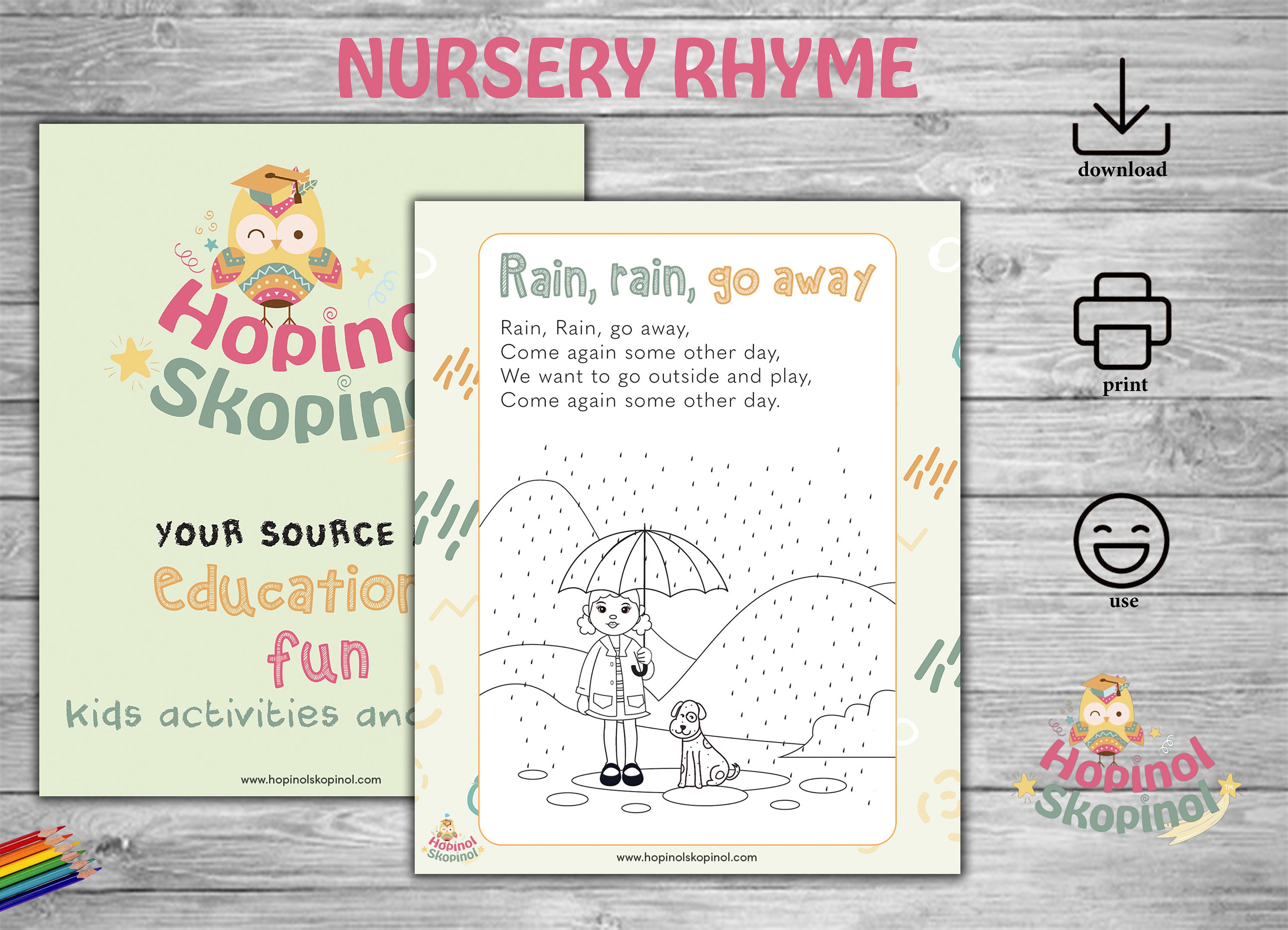 Nursery Rhyme Colouring Page Rain Rain Go Away. Kids Colouring Page ...