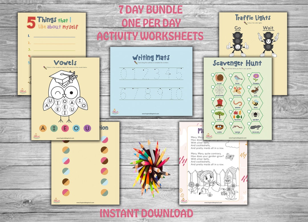 Learning Activities Bundle Kids Learning Worksheet Bundle, Quiet Time ...