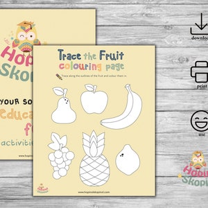 Activity Page Printable Trace the Fruit Colouring. Kids - Etsy
