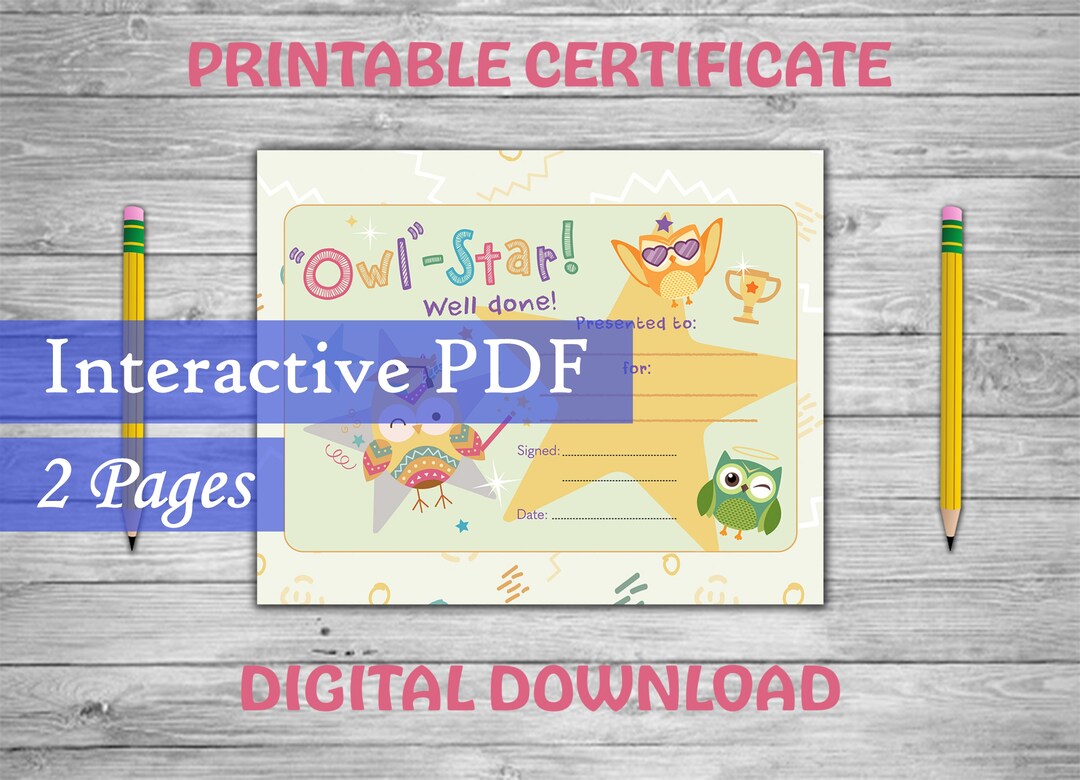 Printable Certificate Owl Star Certificate for Kids, Kids Certificate ...