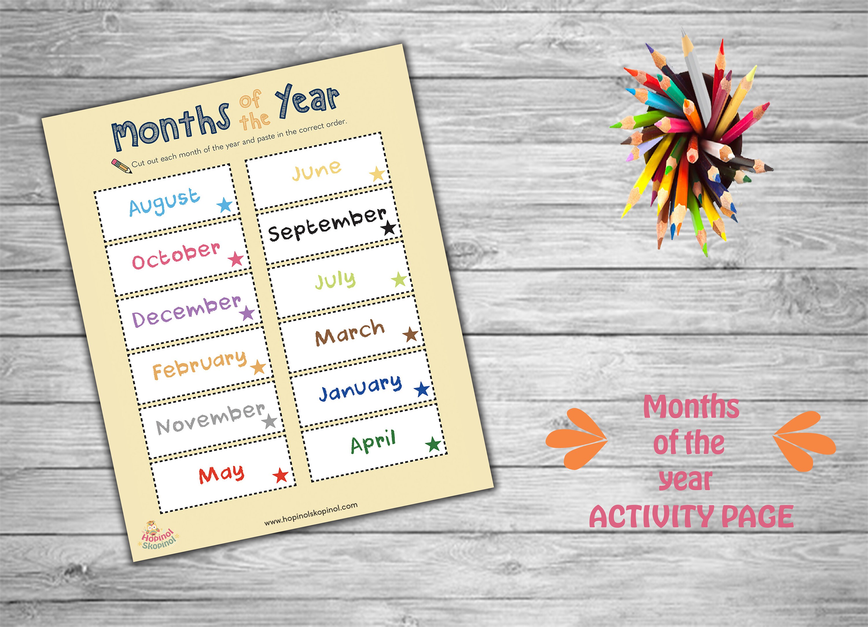 Activity Page Printable Months of the year. Kids Activity | Etsy