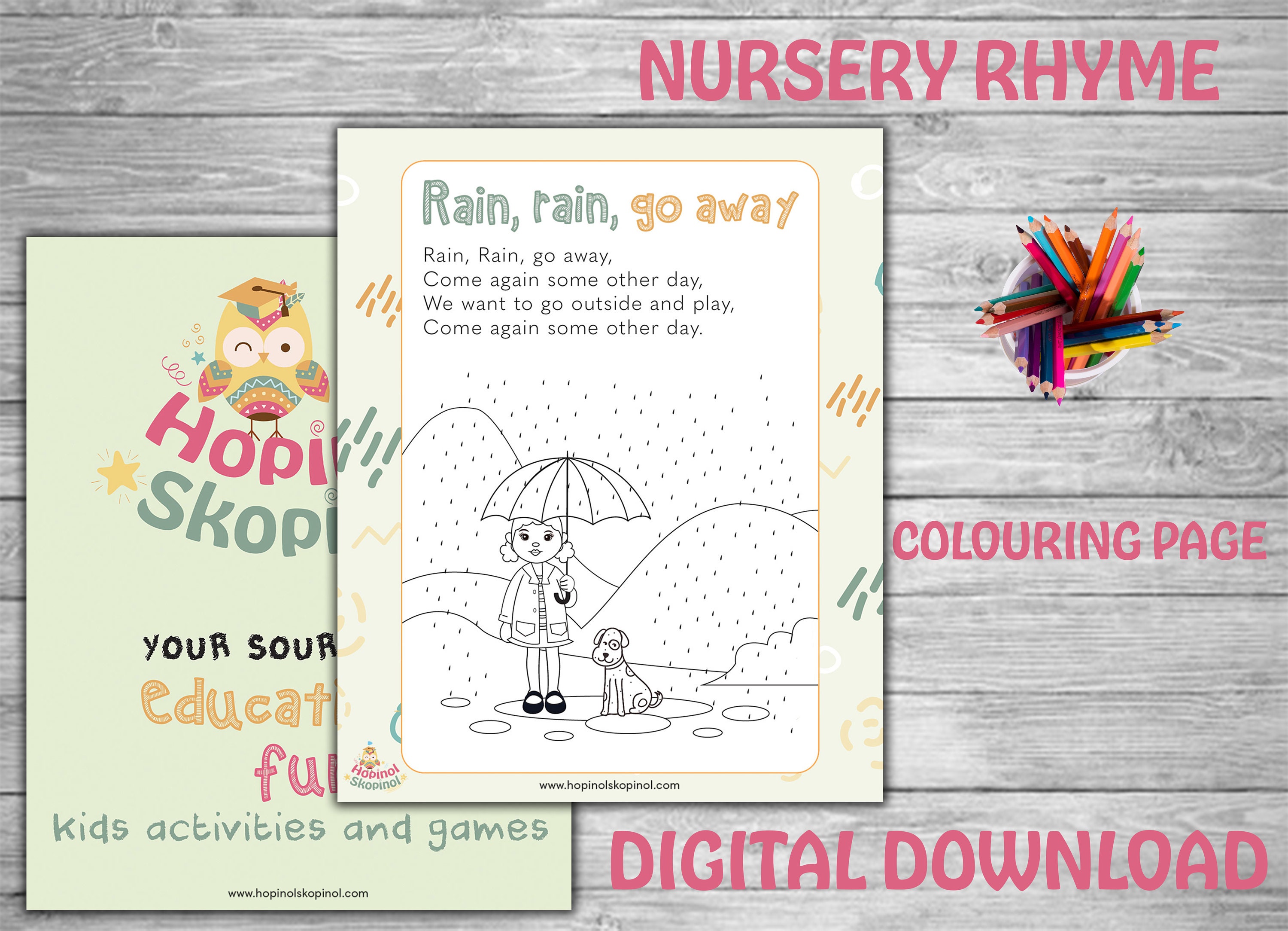 Nursery Rhyme Colouring Page Rain Rain Go Away. Kids Colouring Page ...