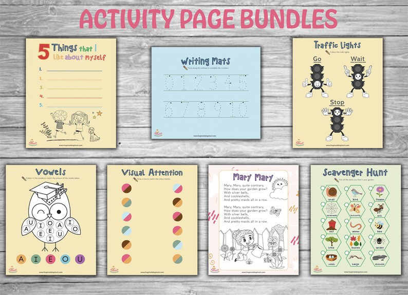Learning Activities Bundle Kids Learning Worksheet Bundle, Quiet Time ...