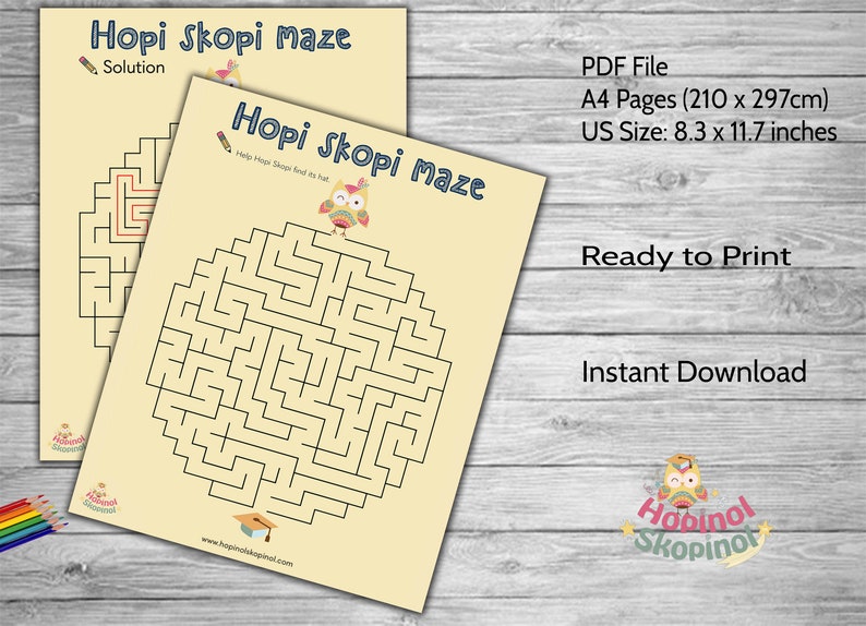 Activity Page Printable Hopi Skopi Maze. Kids Activity Page - Etsy