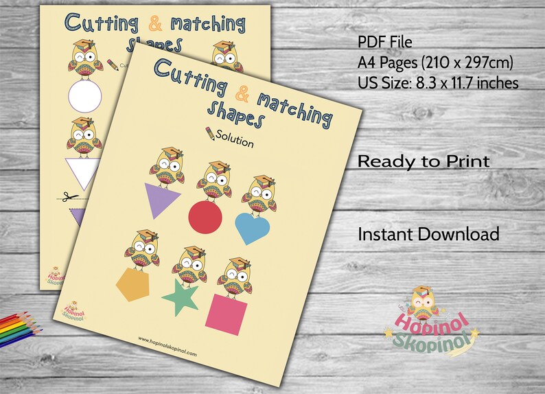 Activity Page Printable Cut & Match Shapes. Kids Activity | Etsy