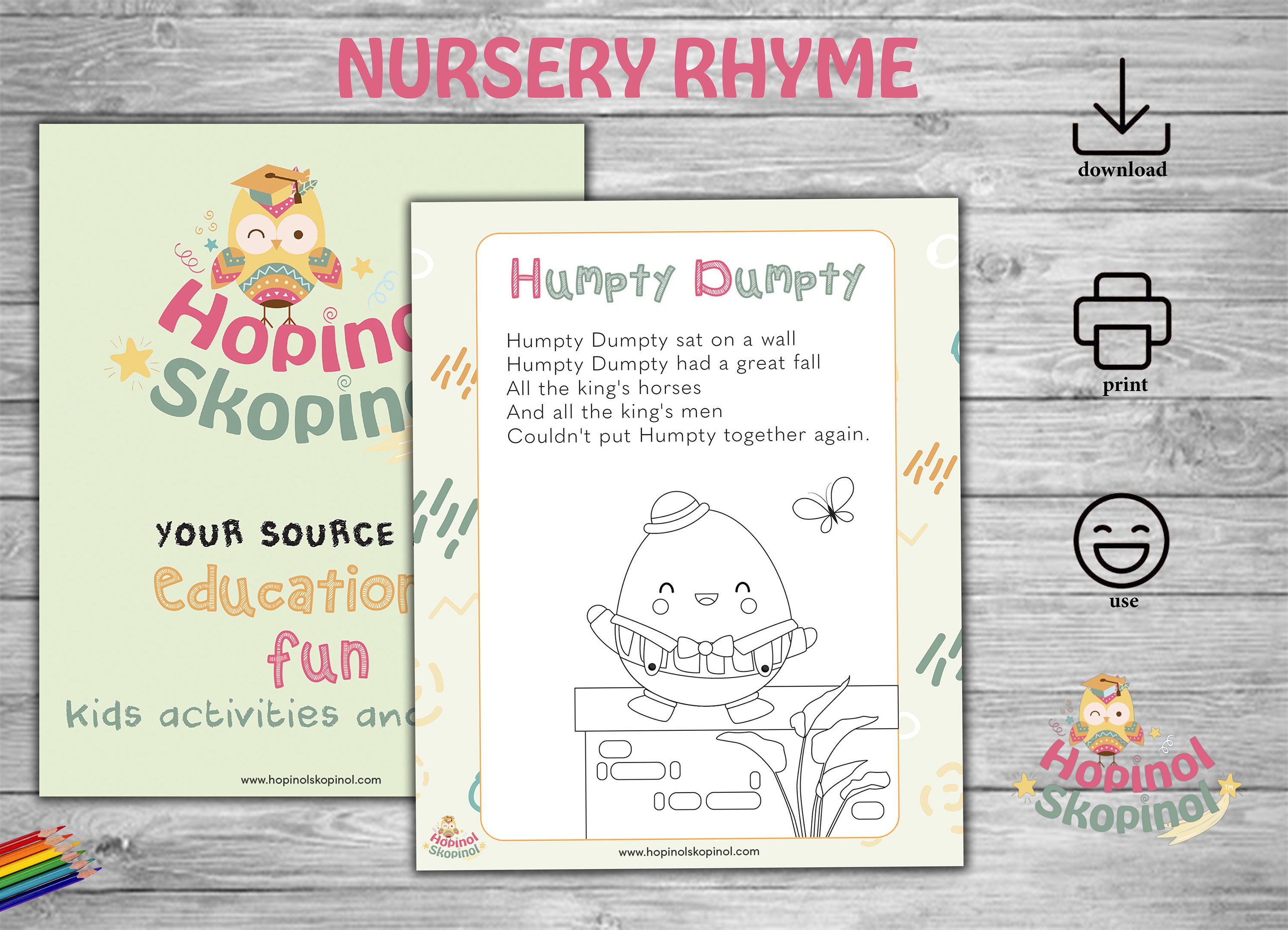 Nursery Rhyme Colouring Page humpty Dumpty. Kids Colouring Page ...