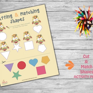 Activity Page Printable Cut & Match Shapes. Kids Activity | Etsy