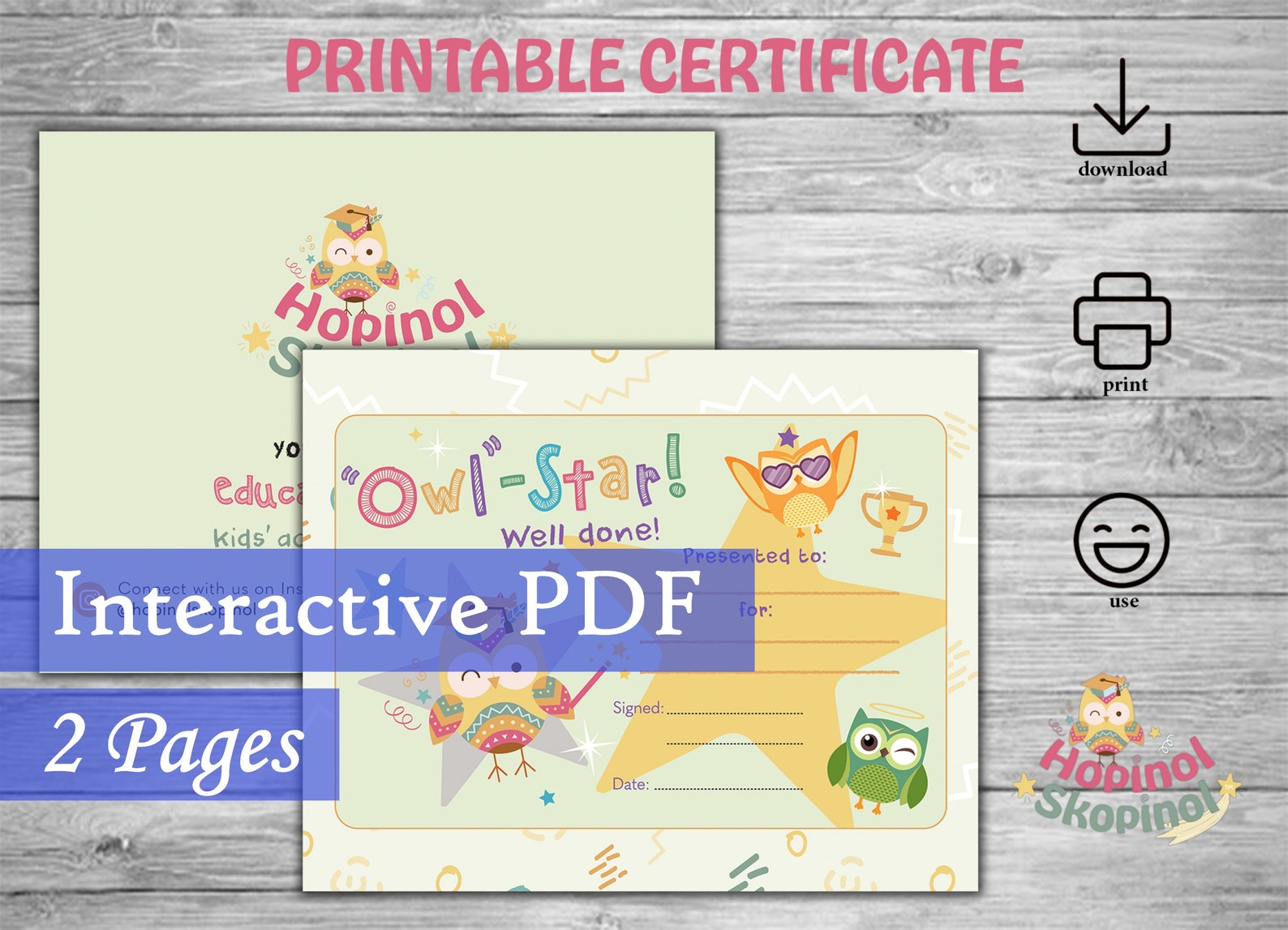 Printable Certificate Owl Star Certificate for Kids, Kids Certificate ...