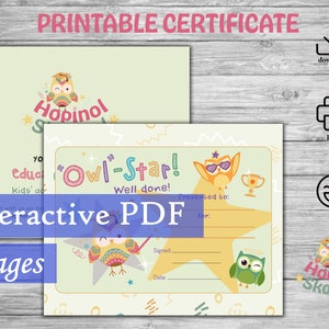 Printable Certificate Owl Star Certificate for Kids, Kids Certificate ...