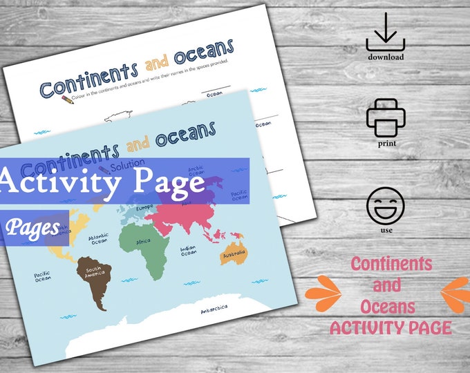 Activity Page Printable Continents and Oceans. Kids Activity Page ...