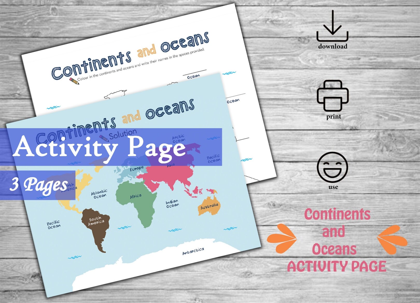 Activity Page Printable Continents and Oceans. Kids Activity Page ...
