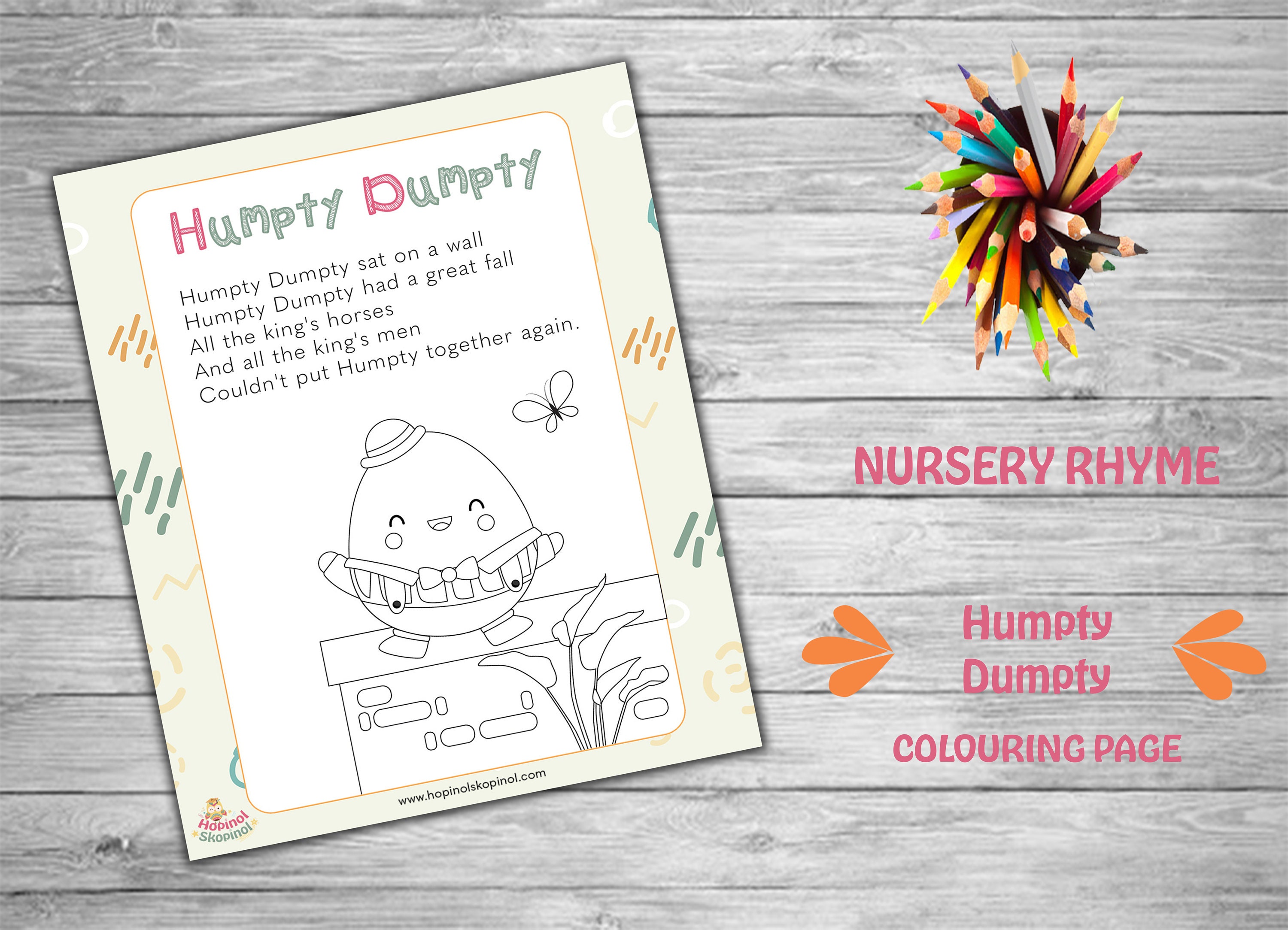 Nursery Rhyme Colouring Page humpty Dumpty. Kids Colouring Page ...