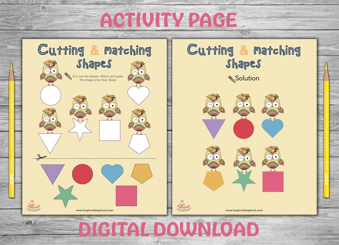 Activity Page Printable Cut & Match Shapes. Kids Activity | Etsy