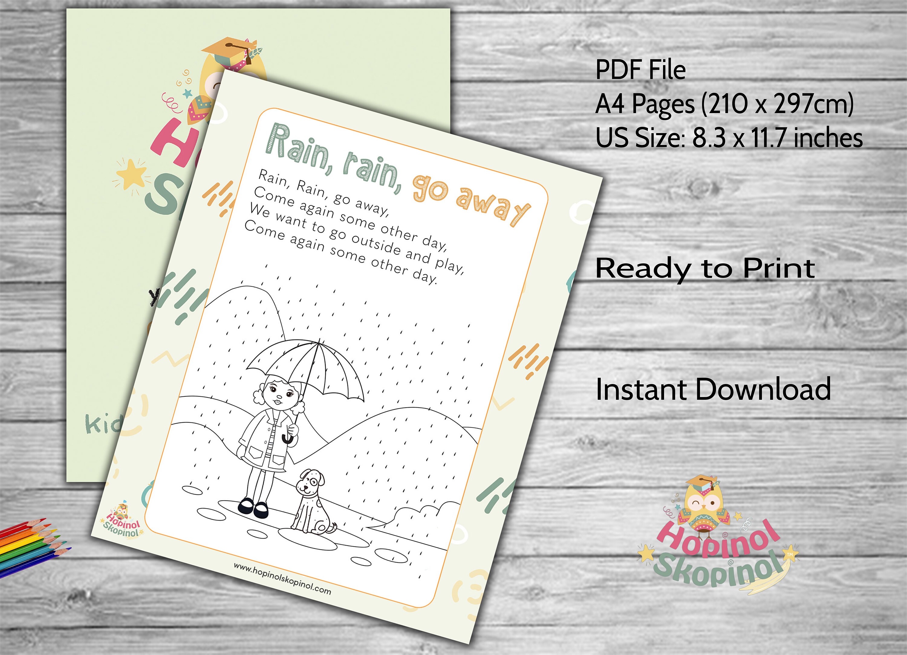 Nursery Rhyme Colouring Page Rain Rain Go Away. Kids Colouring Page ...