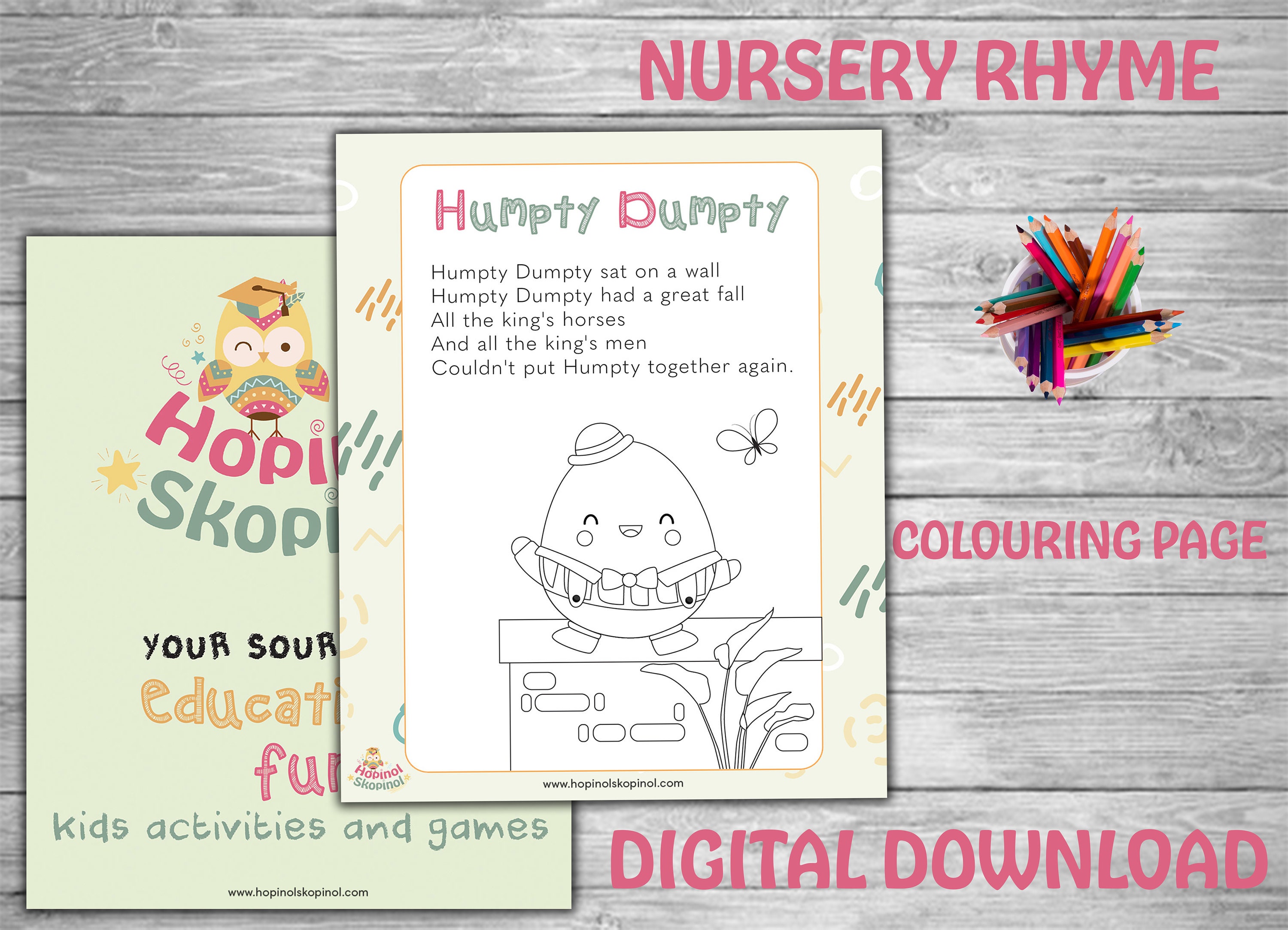Nursery Rhyme Colouring Page humpty Dumpty. Kids Colouring Page ...