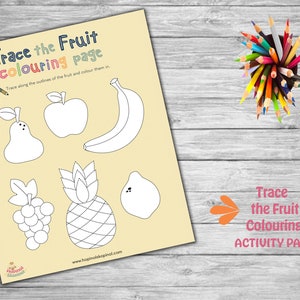 Activity Page Printable Trace the Fruit Colouring. Kids - Etsy